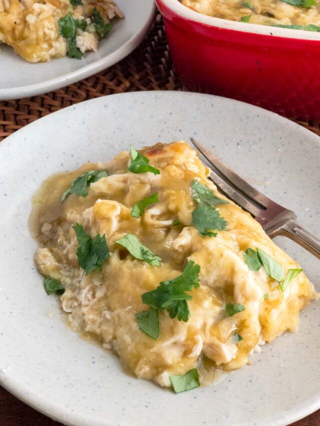 Layered Chicken Enchilada Casserole Recipe - Gitta's Kitchen